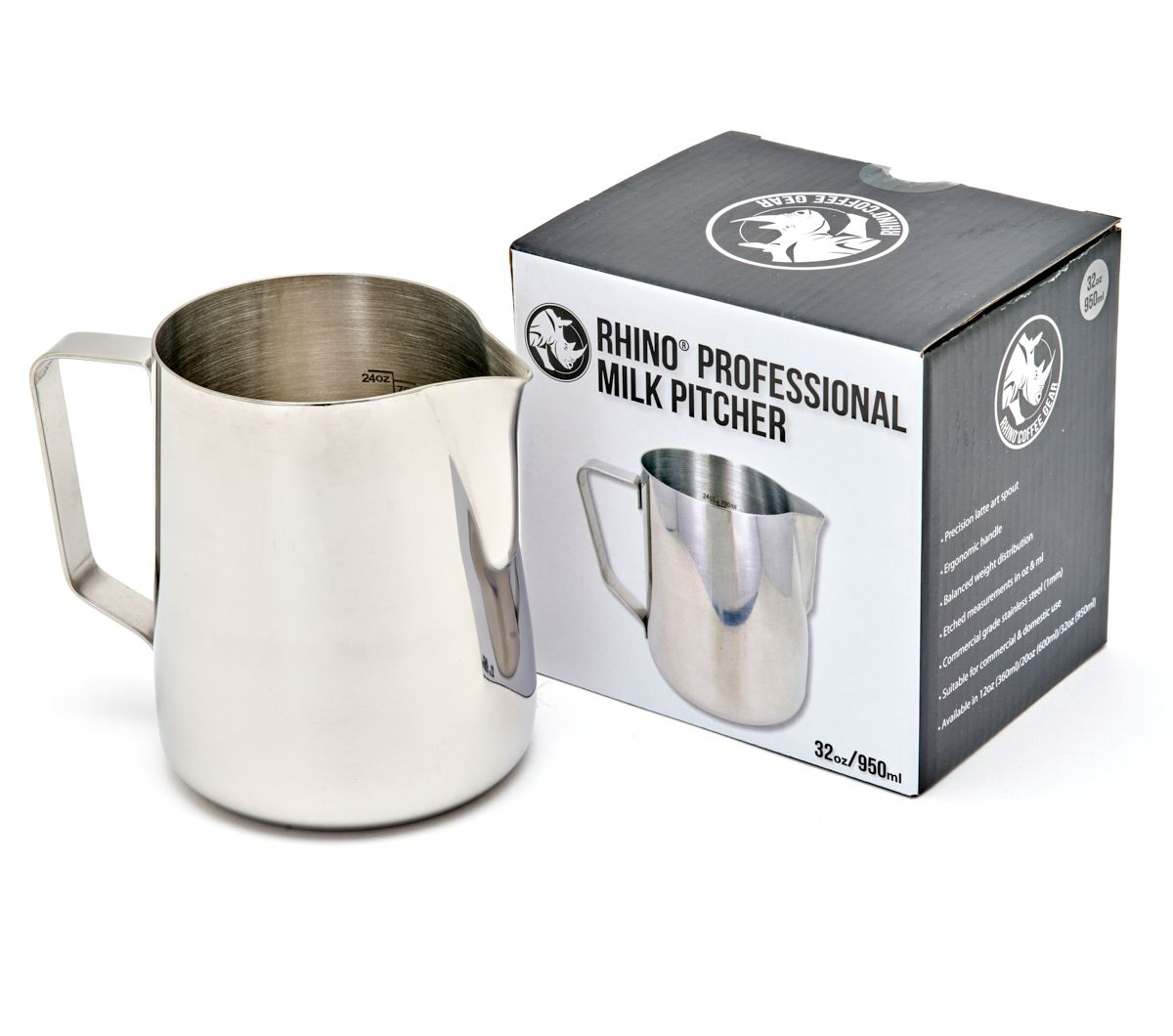 Milk Pitcher PRO 950ml - stainless steel - ESPRESSOCUPS PTE LTD